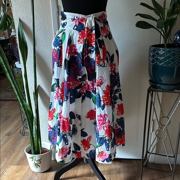 Milly | Skirts | Milly Pink And Blue Aline Midi Skirt With Pleated Tie ...